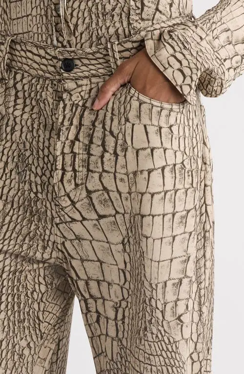 acne 旧タグ archive スネーク柄 ヘビ柄 シースルー パンツ Acne Studios Persey Croc Print Jersey Pants In Multi Grey - 73